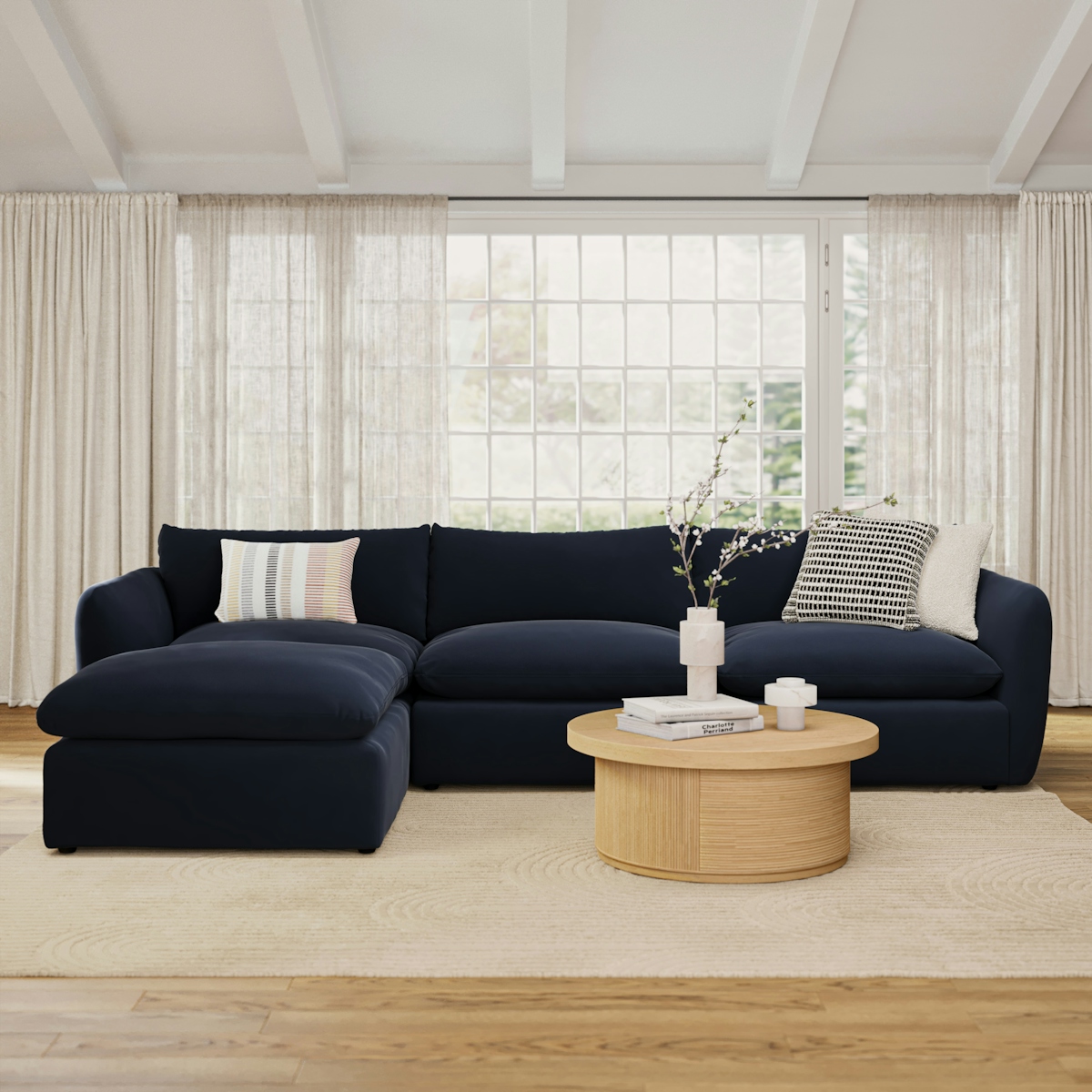 Leigh Hale Ink Blue Velvet Modular & Reversible Sectional Sofa | Article