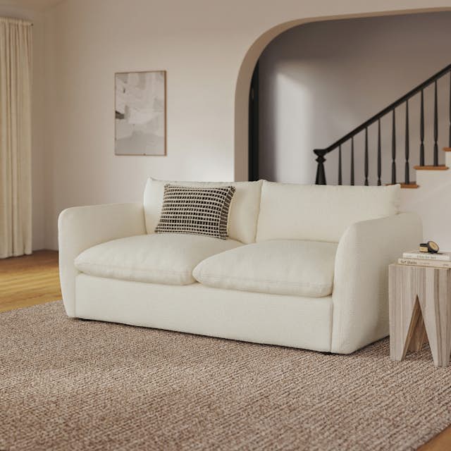 Leigh Ivory Wool Bouclé Sofa Bed, Teddy Fabric | Article