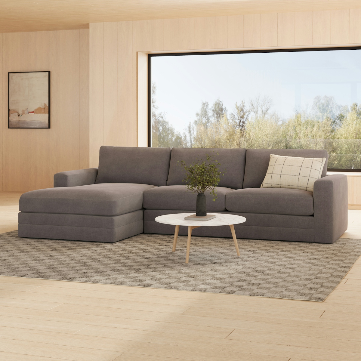 Riley Hale Warm Gray Velvet Left Chaise Sectional | Article
