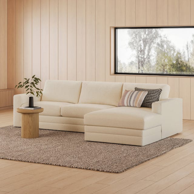 Riley Ivory Wool Bouclé Right Chaise Sectional | Article