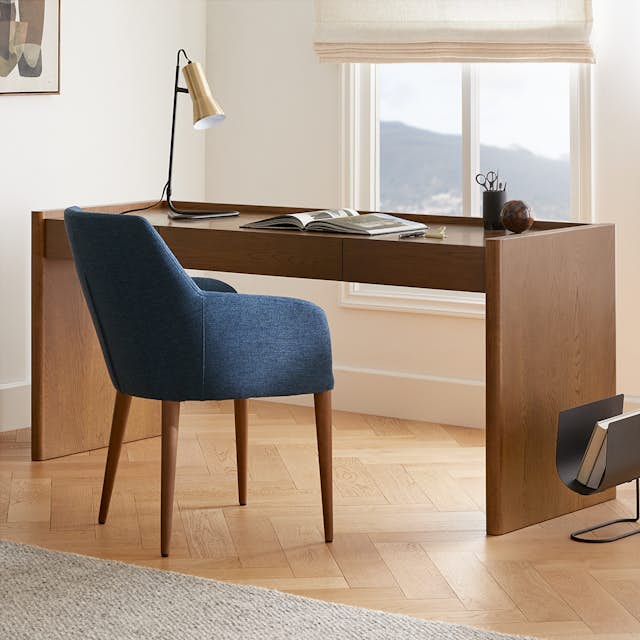 Torme Smoked Oak Scandinavian Storage Computer Desk Set | Article