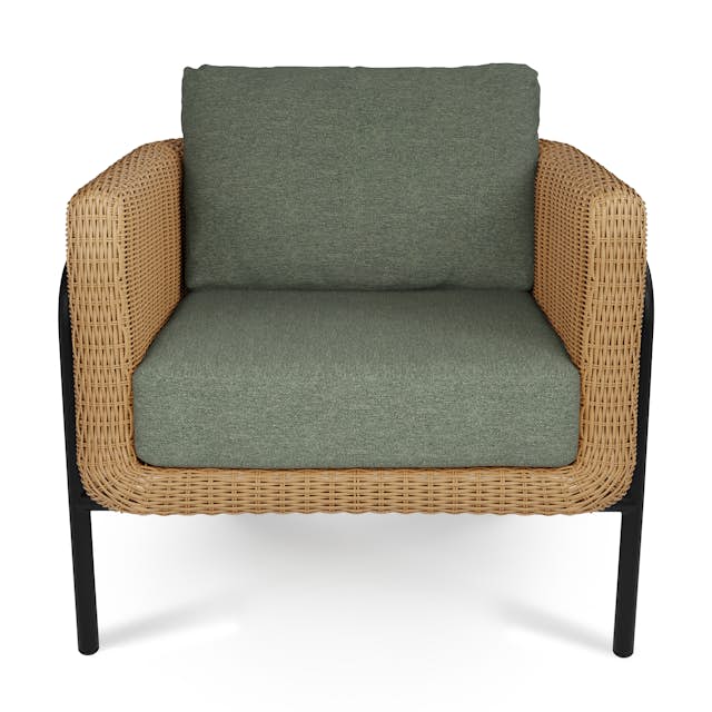 Aby Dravite Green Fabric & Resin Wicker Outdoor Lounge Chair | Article