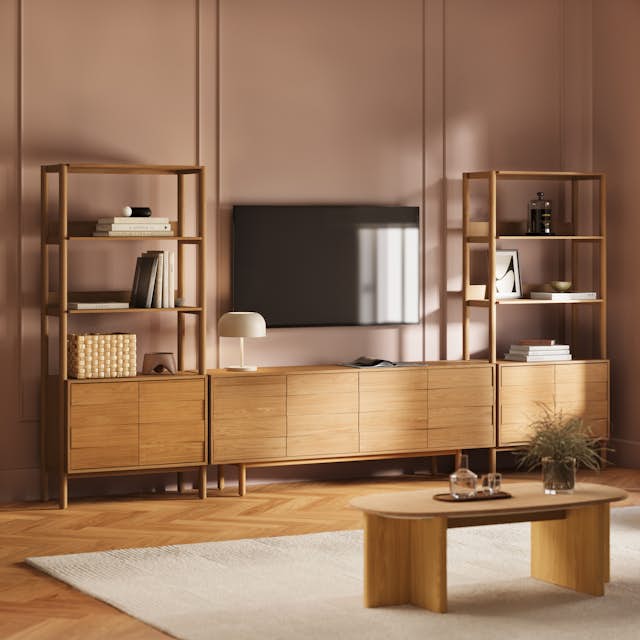 Warm Oak Wood Media Unit w/ Storage | Merto | Article