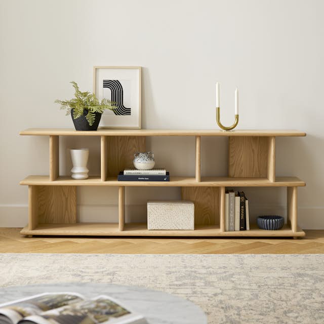 Lafora American Oak Wood Bookcase w/ Open Storage | Article