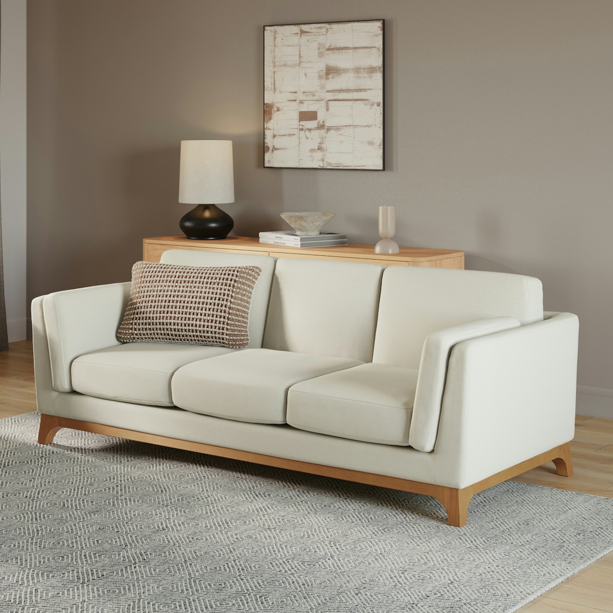 Ceni Oak & Buckler Ivory Fabric Sofa | Article