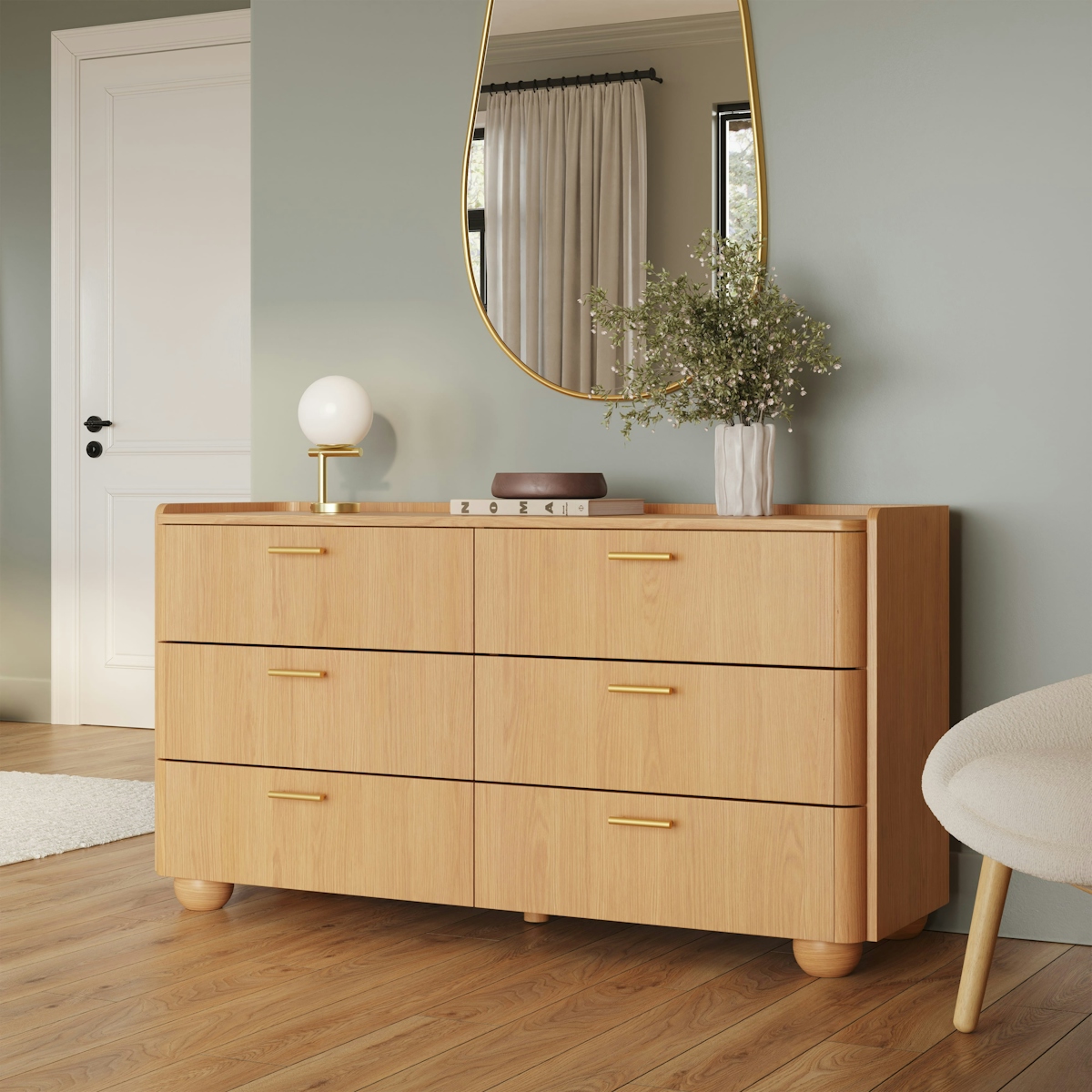 Miila White Oak 6-Drawer Double Dresser | Article