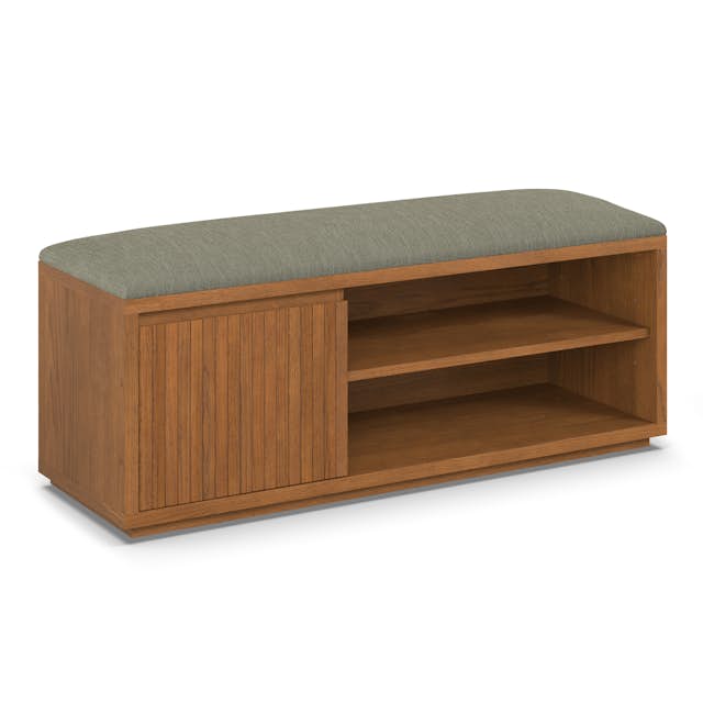 Kouva Smoked Oak and Algonquin Green Bench with Storage | Article