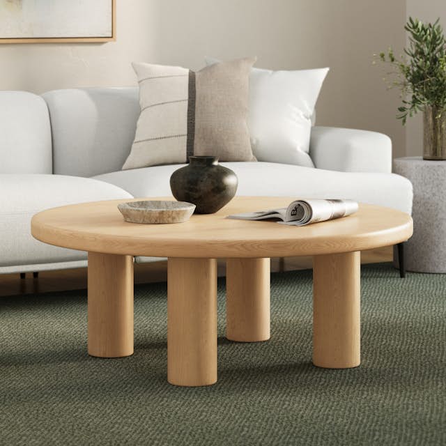 Adel White Oak 42" Round Coffee Table, FKA Muhly | Article