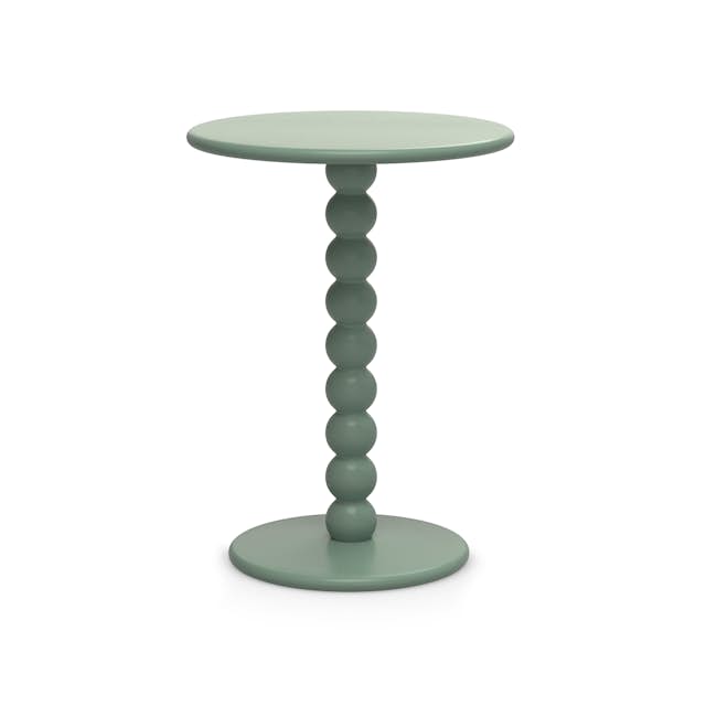 Hallie Norfolk Green Beaded Pedestal Side Table, Solid Wood | Article