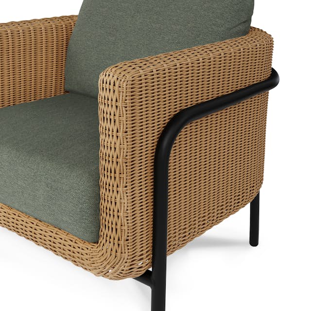 Aby Dravite Green Fabric & Resin Wicker Outdoor Loveseat | Article