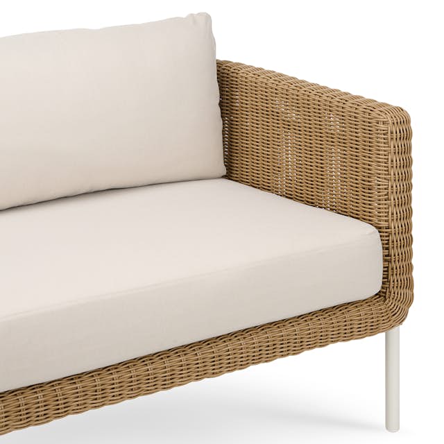 Aby Dravite Green Fabric & Resin Wicker Outdoor Loveseat | Article