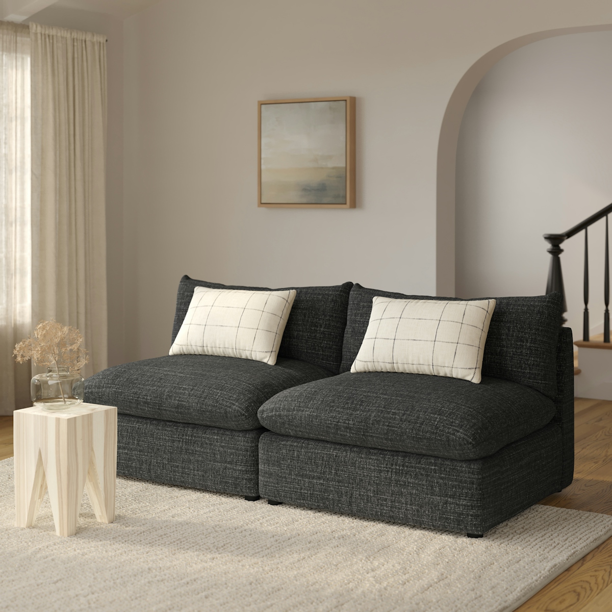 Leigh Napa Charcoal Armless Modular Love Seat | Article