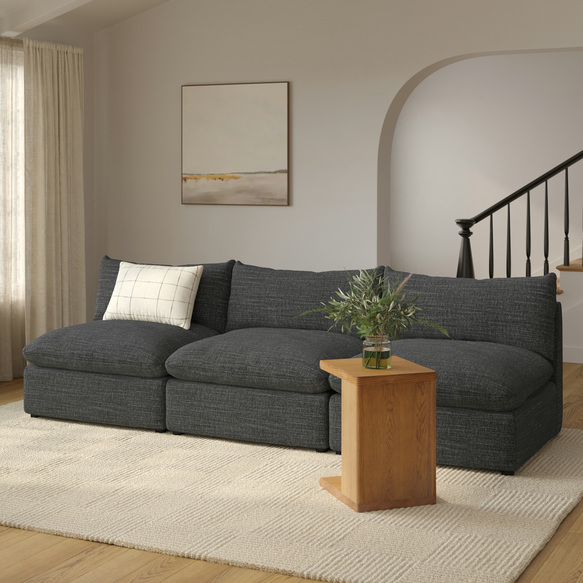 Leigh Napa Charcoal Armless Modular Sofa | Article
