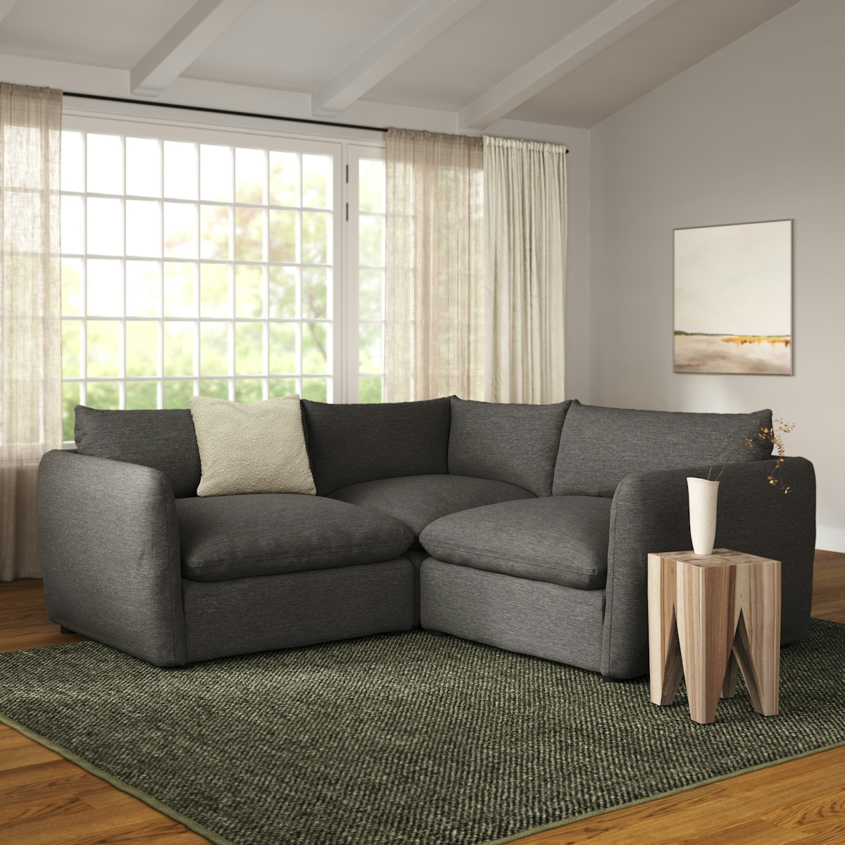 Leigh Silver Gray Small Corner Modular Sectional | Performance Fabric ...