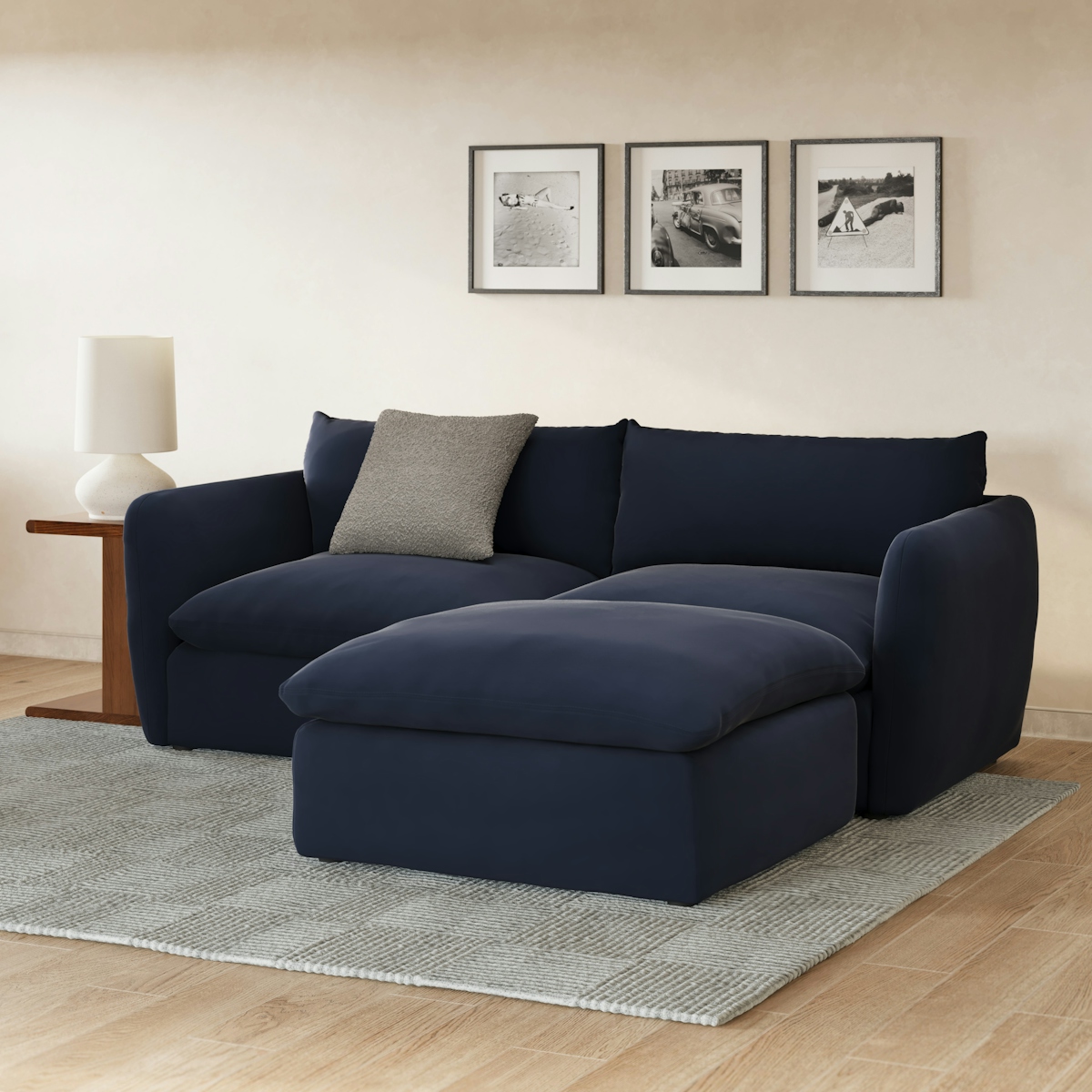 Leigh Hale Ink Blue Velvet Modular Ottoman Sectional | Article