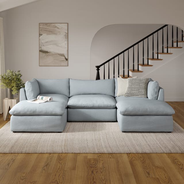 Leigh Silver Light Blue Modular U Sectional | Article