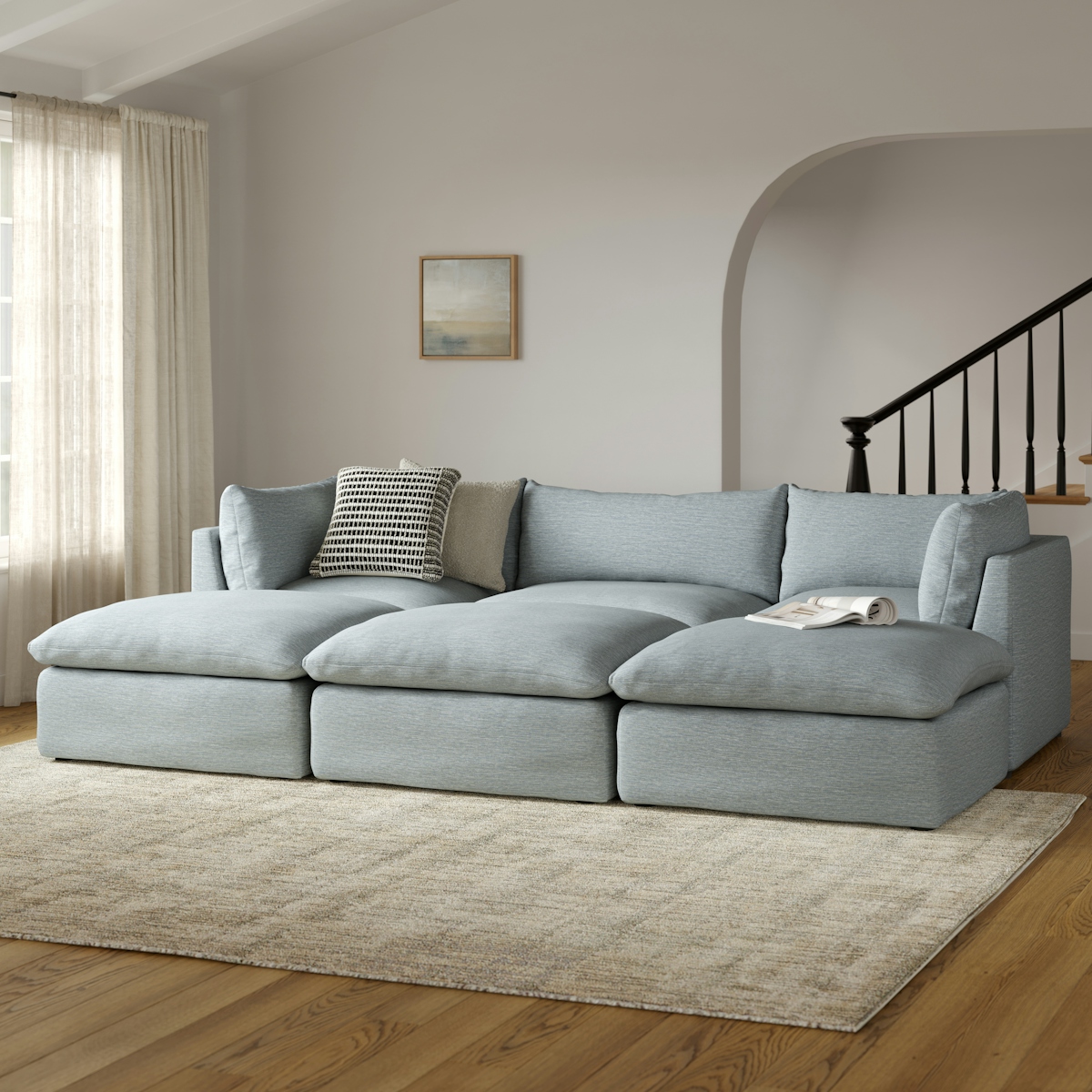 Leigh Silver Light Blue Modular Open Pit Sectional | Article