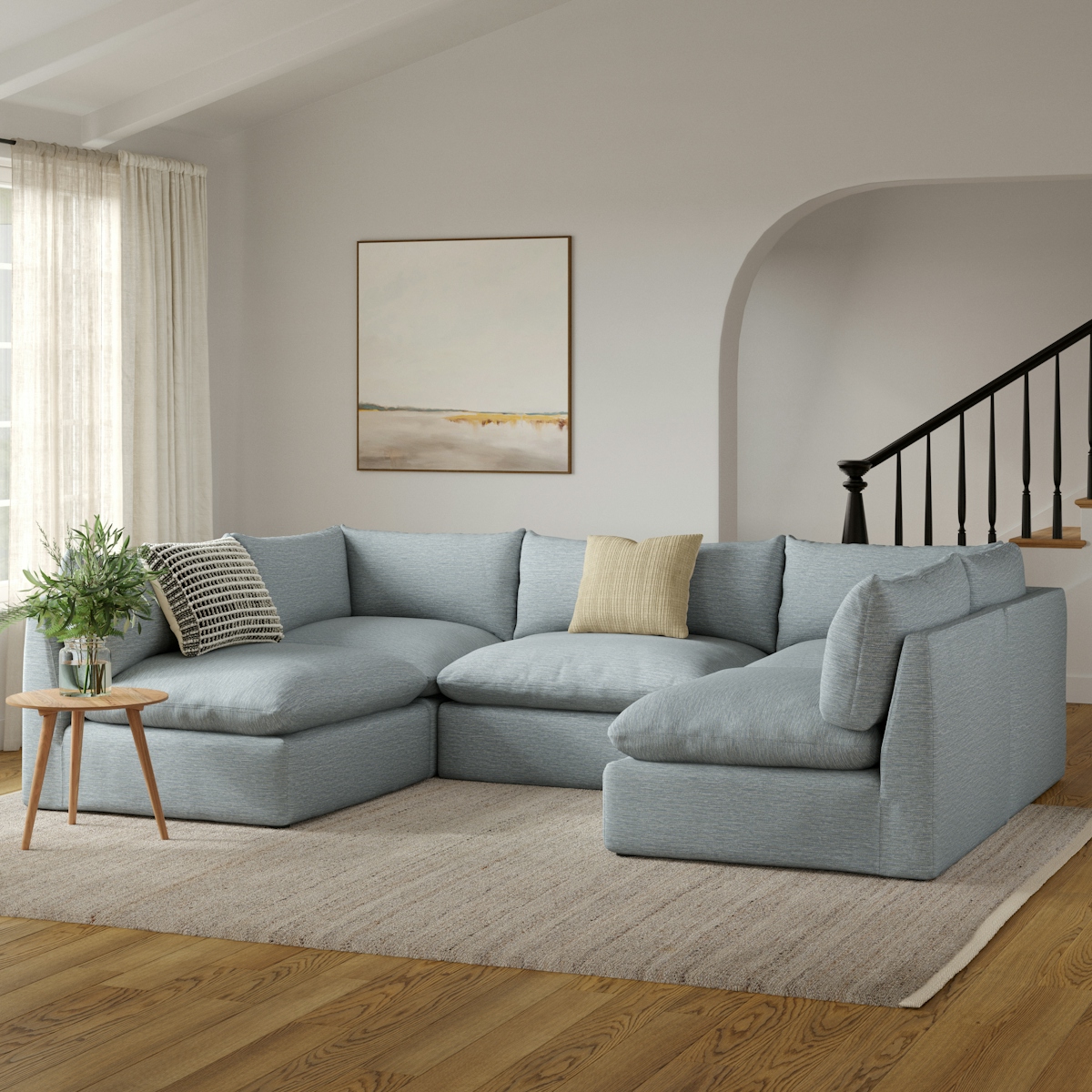 Leigh Silver Light Blue Modular Closed Pit Sectional | Article