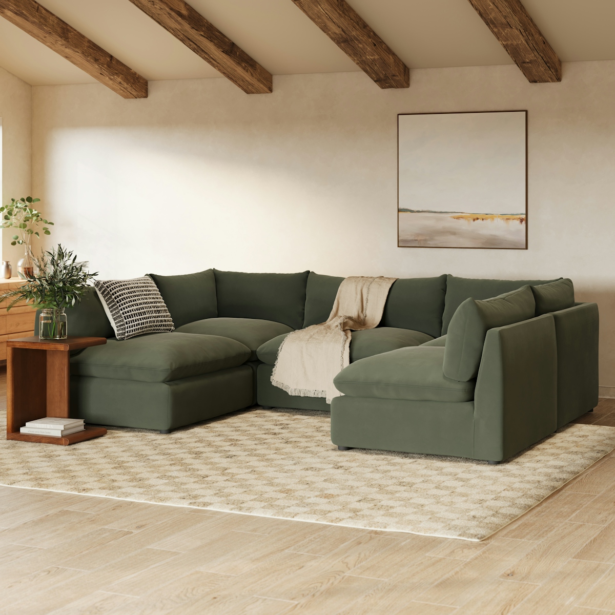 Leigh Hale Fir Green Velvet Modular Closed Pit Sectional | Article