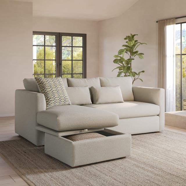 Marina Clover Ivory 90" Reversible Sleeper Storage Sectional | Article