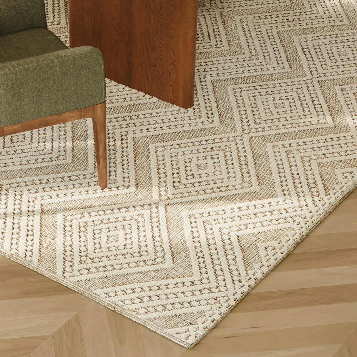Carina Textured Ivory Patterned Rug 9 x 12 | Article