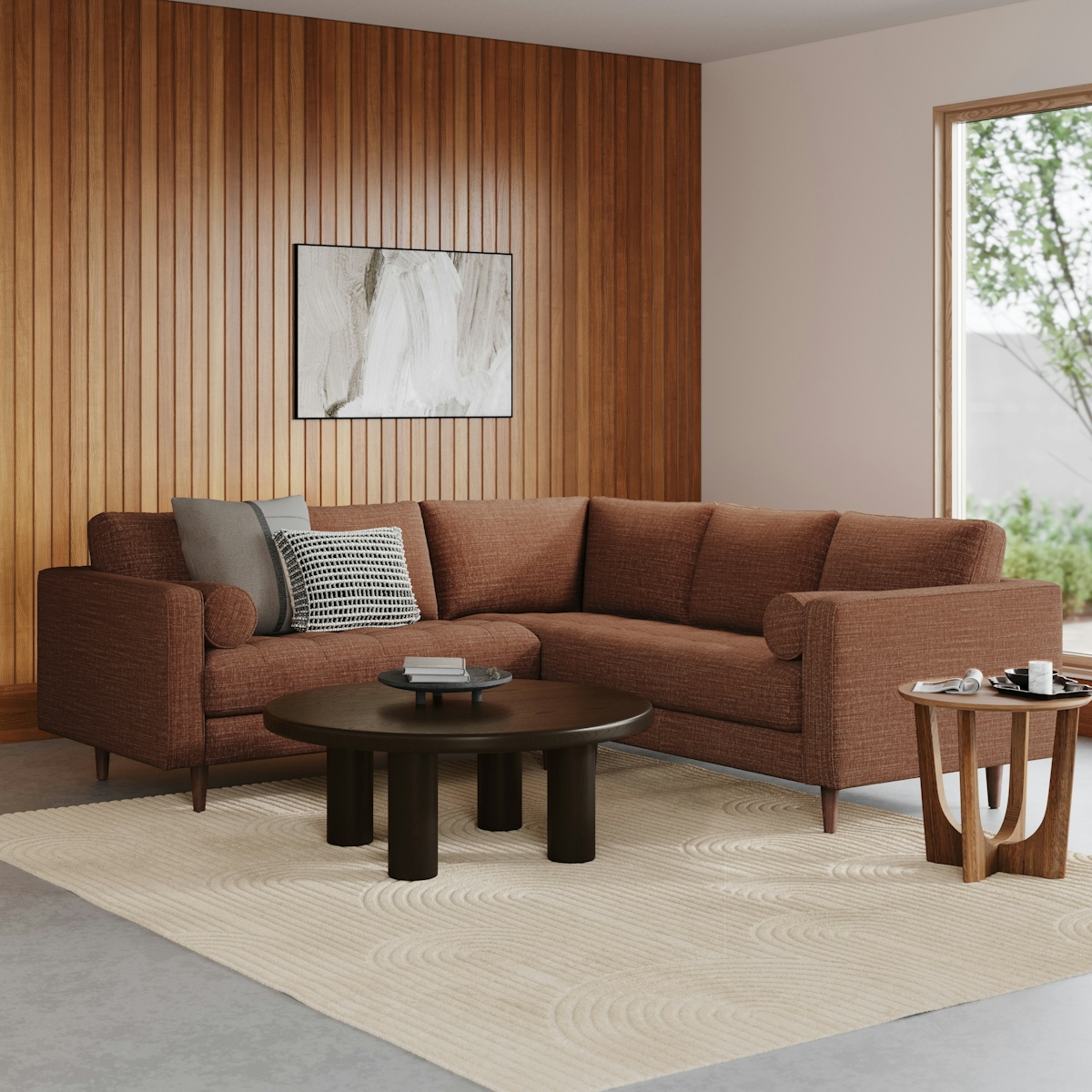 Sven Napa Rust Tufted Small Corner Sectional Sofa | Article