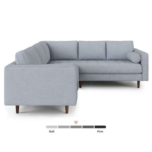 Sven Silver Light Blue Tufted Small Corner Sectional Sofa | Article