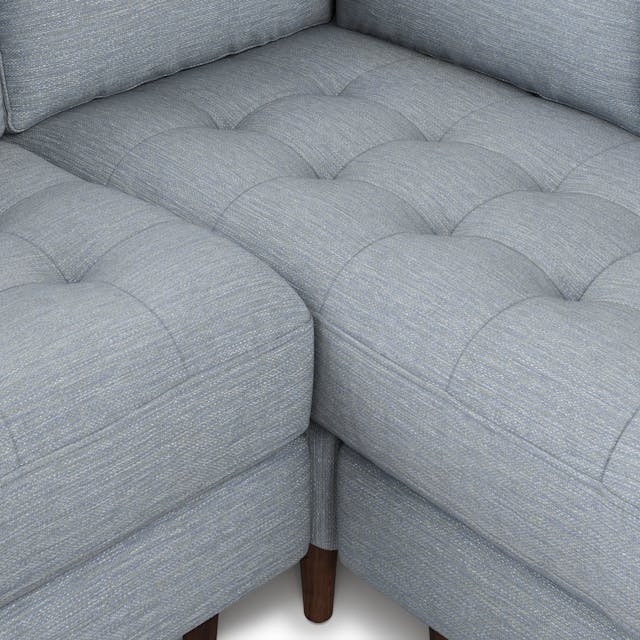 Sven Silver Light Blue Tufted Small Corner Sectional Sofa | Article