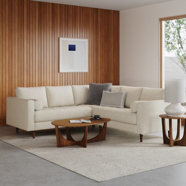 Sven Biscuit Cream Tufted Small Corner Sectional Sofa | Article