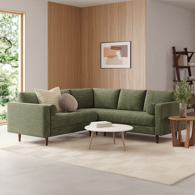 Sven Fir Green Tufted Small Corner Sectional Sofa | Article