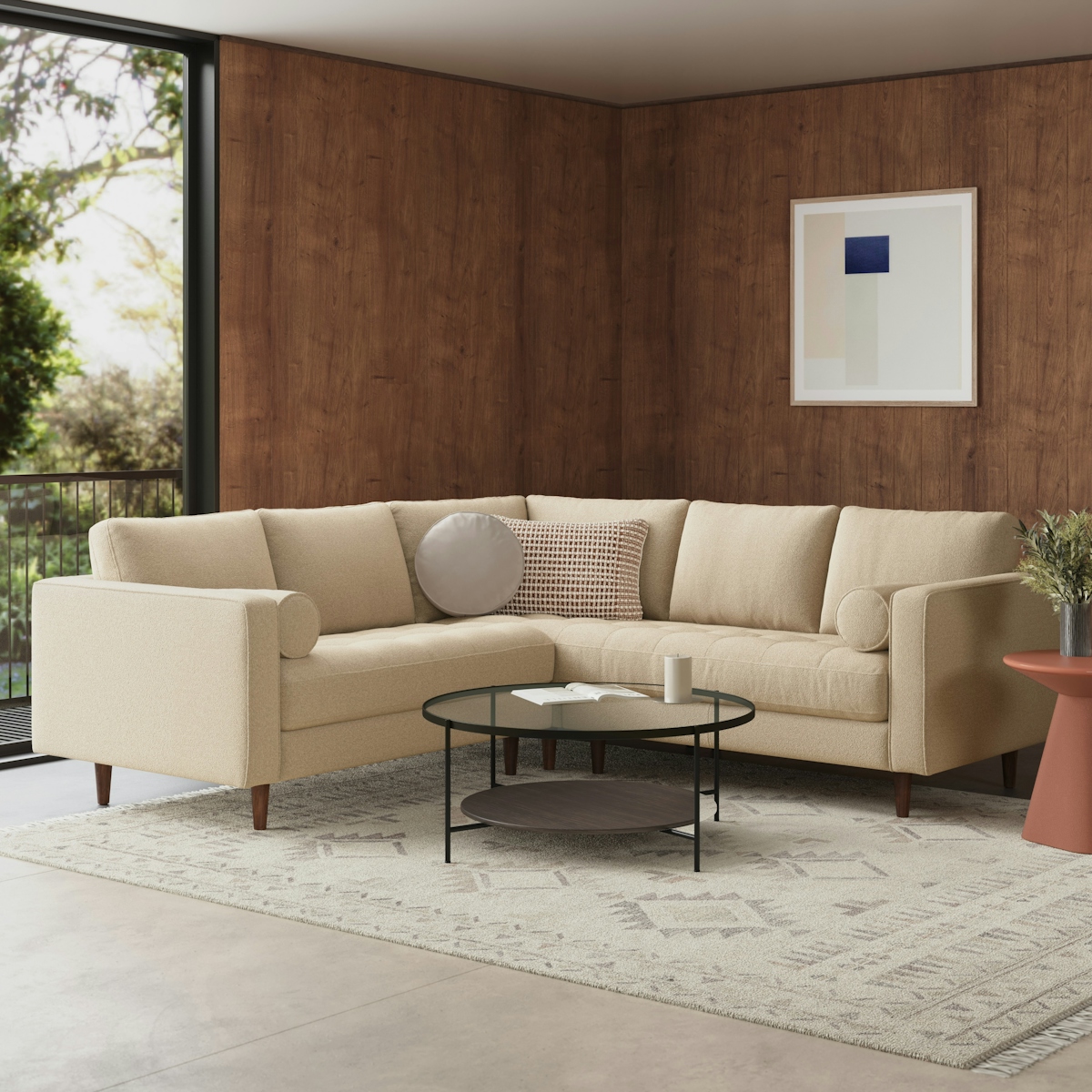 Sven Ratine Buff Tufted Small Corner Sectional Sofa | Article