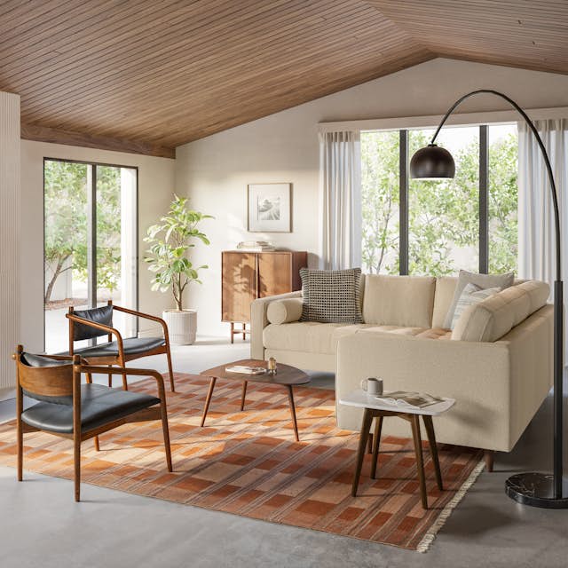 Sven Ratine Buff Tufted Small Corner Sectional Sofa | Article