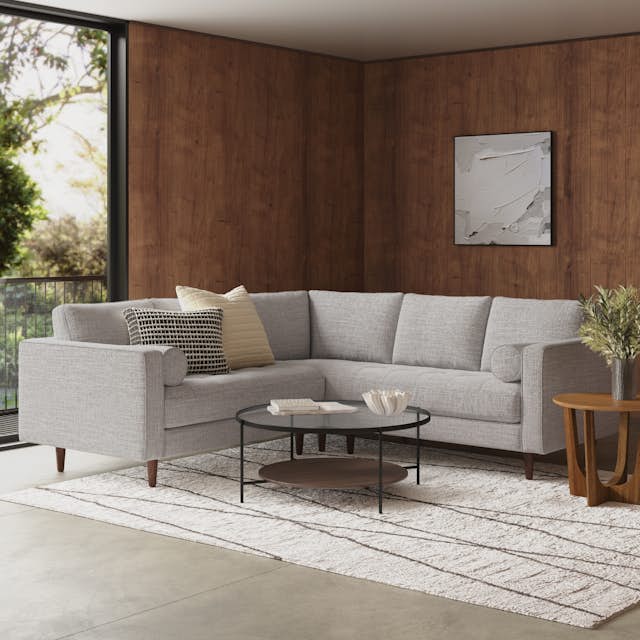 Sven Stone Gray Tufted Small Corner Sectional Sofa | Article