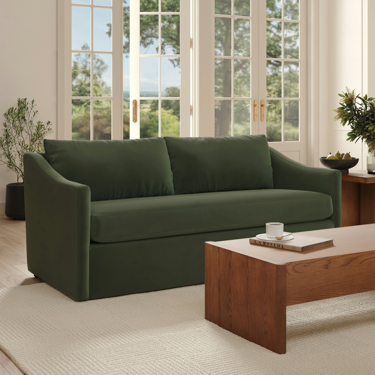 Landry Hale Fir Green Velvet Loveseat Sofa | Article