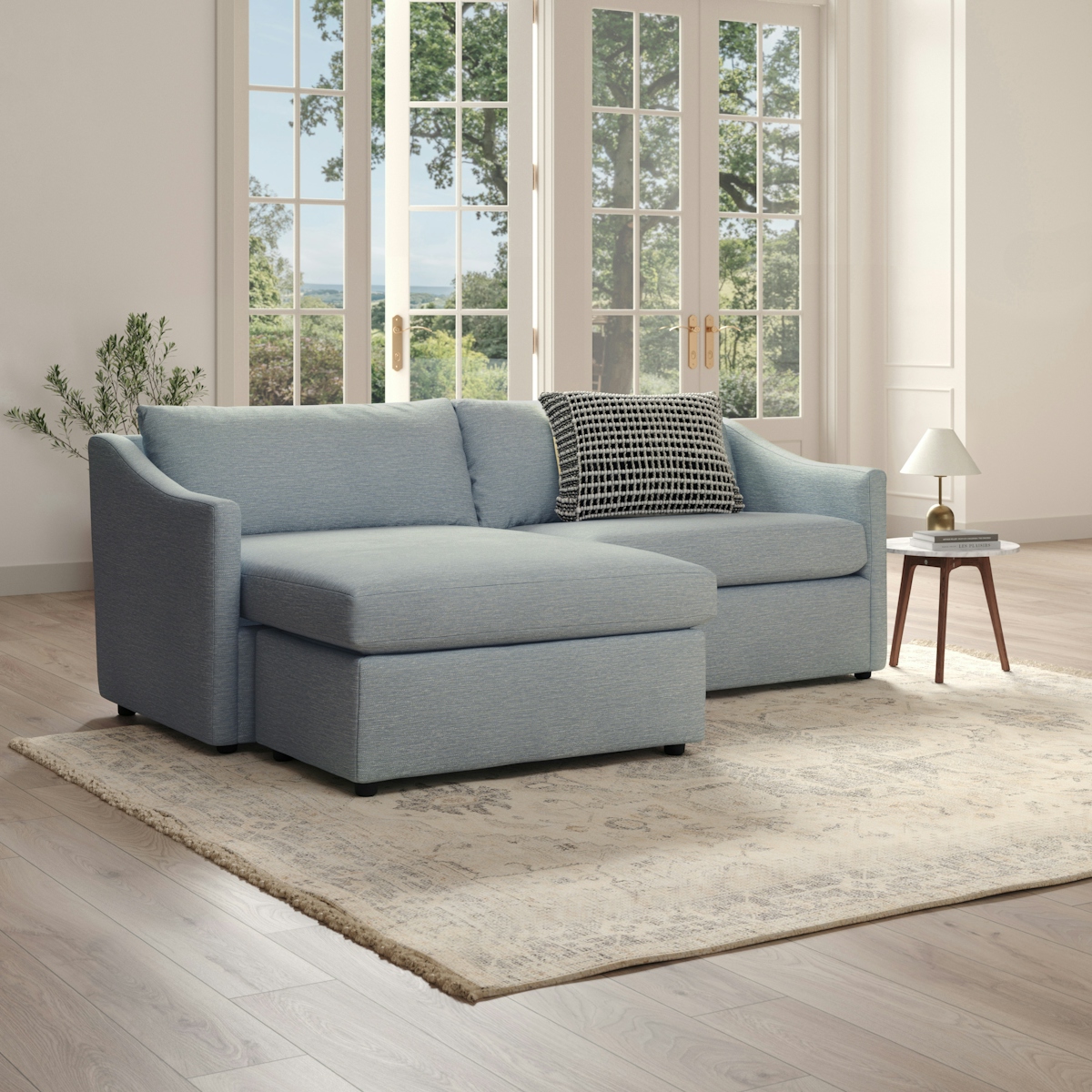 Landry Silver Light Blue Reversible Storage Sectional | Article