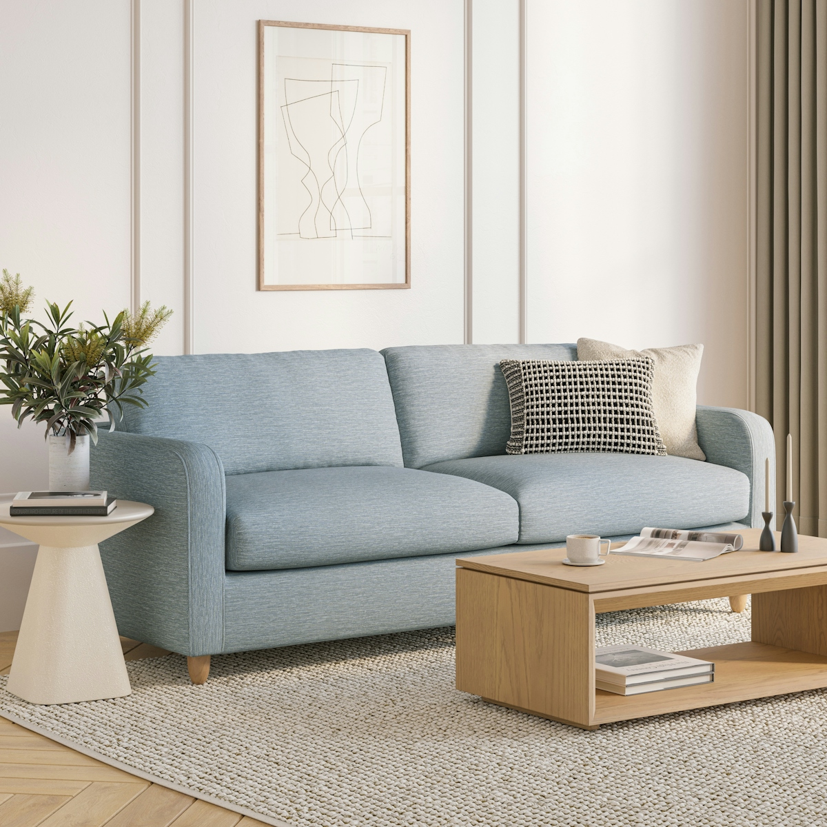 Vati Silver Light Blue 92" Sofa | Article