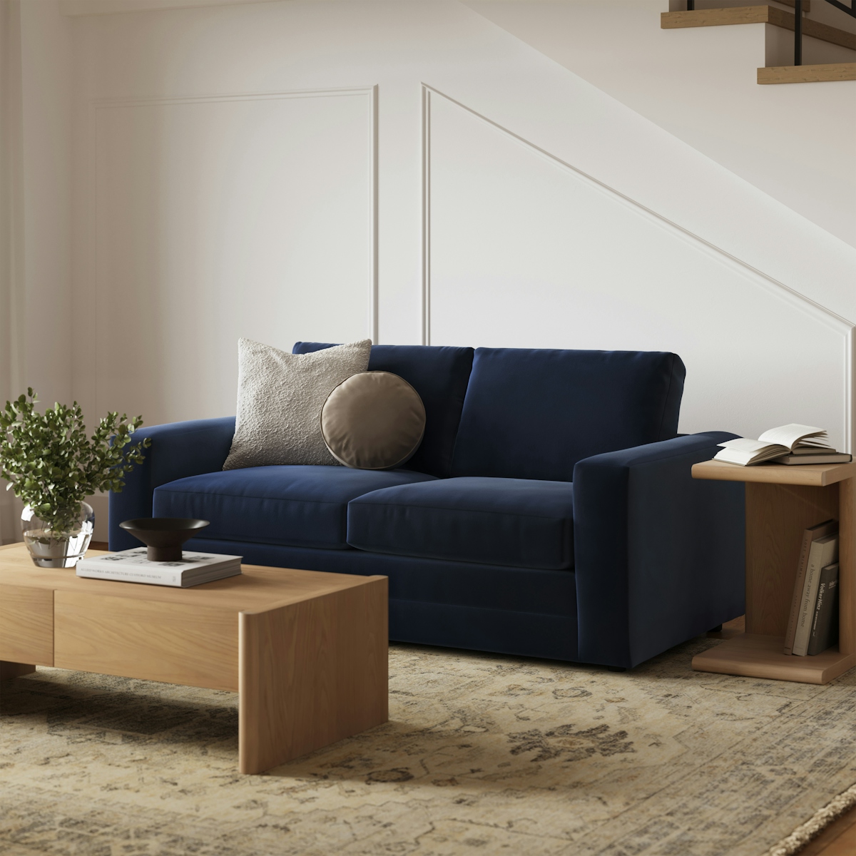 Riley Hale Ink Blue Velvet 74" Loveseat | Article