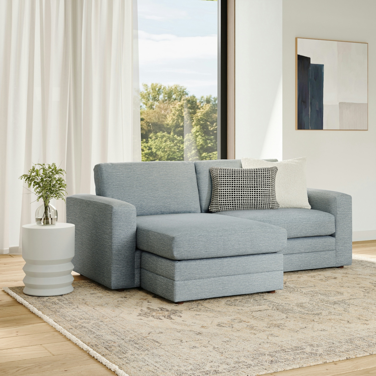 Riley Silver Light Blue 84" Reversible Storage Sectional | Article