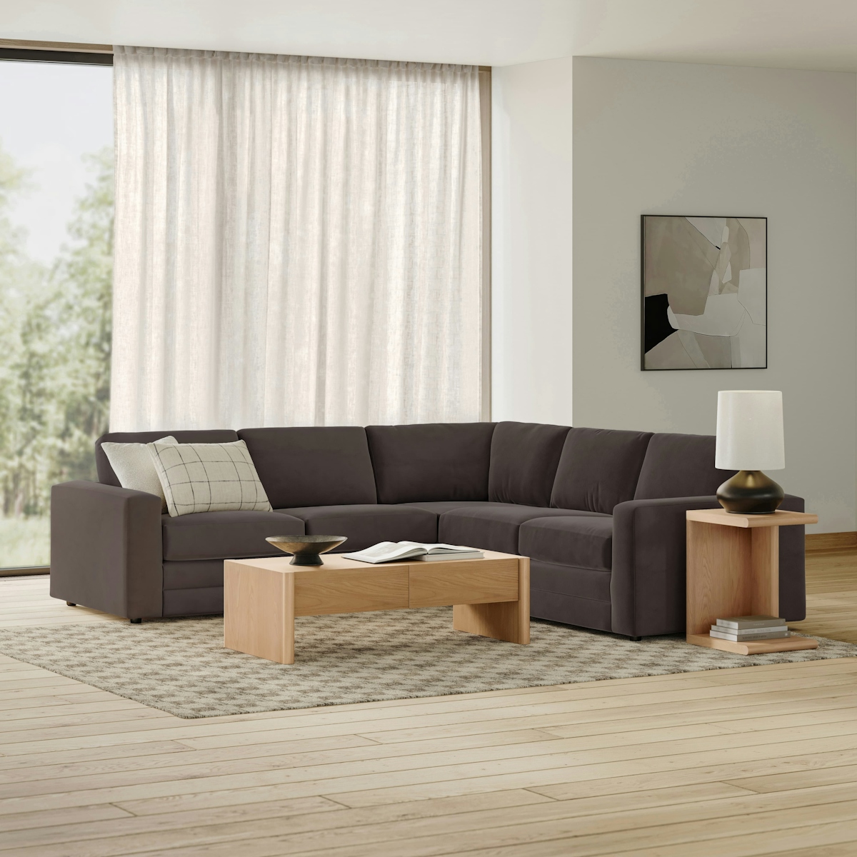 Riley Hale Warm Gray Velvet 104" Corner Sectional | Article