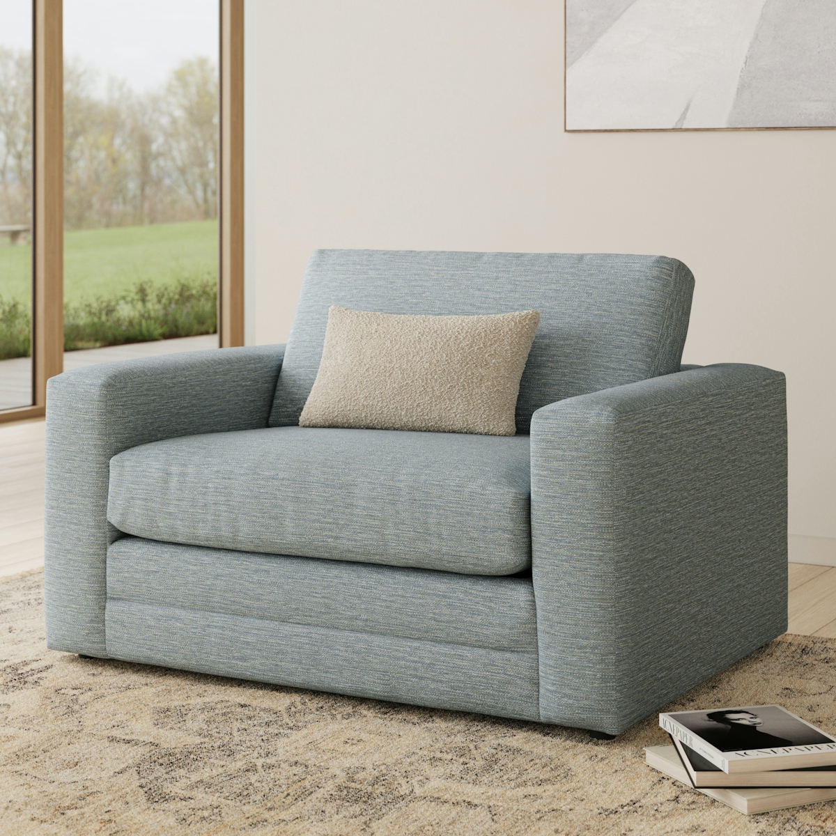 Riley Silver Light Blue Sleeper Chair | Article