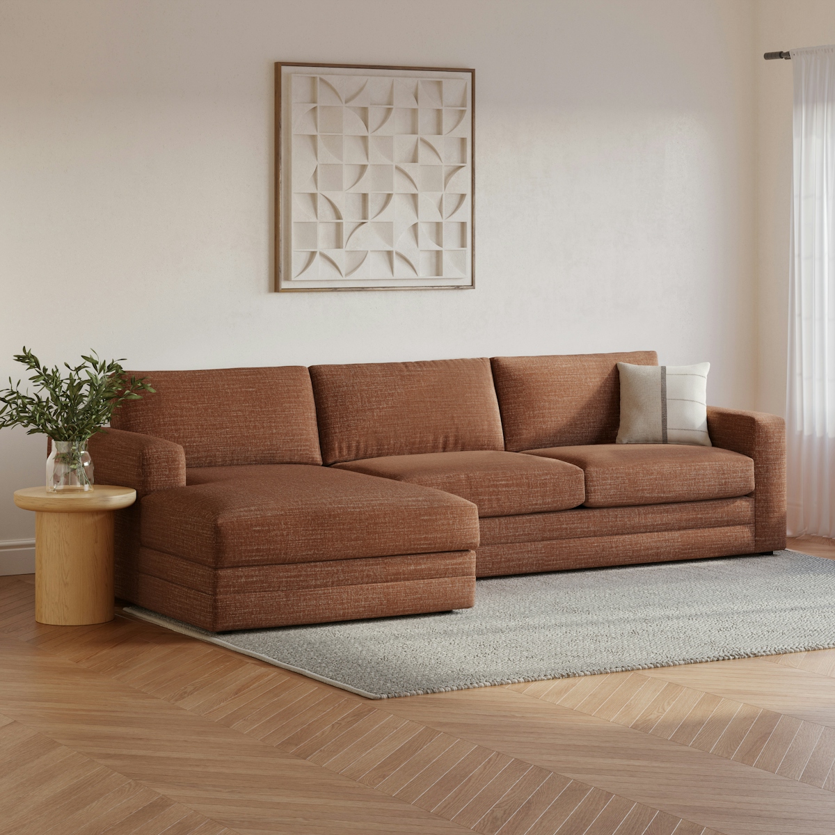 Riley Napa Rust 118" Left Storage Sleeper Sectional | Article