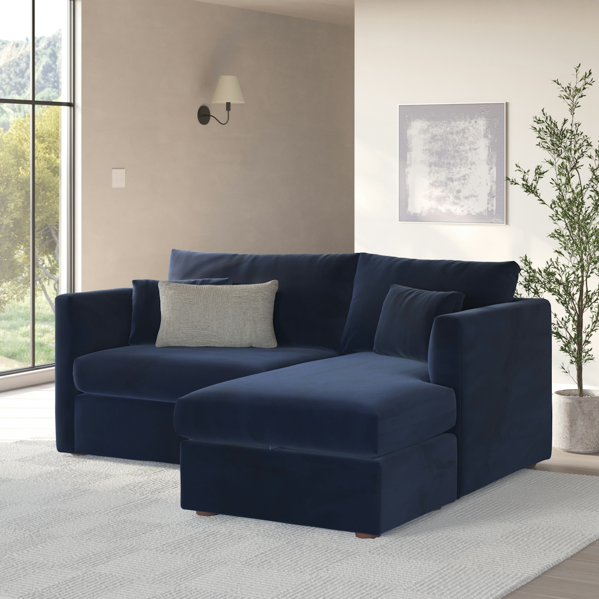 Marina Hale Ink Velvet 80" Reversible Storage Sectional | Article