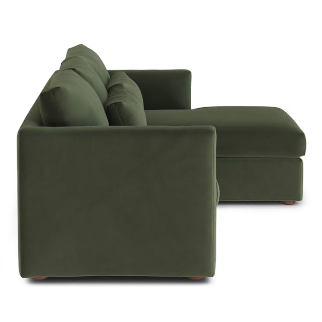 Marina Hale Fir Green Velvet 90" Reversible Storage Sectional | Article