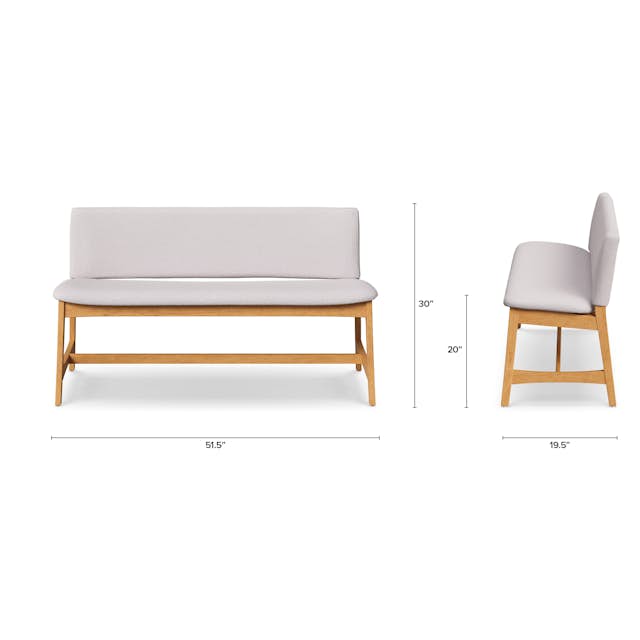 Nosh Ratine Ivory Fabric & Oak Wood Dining Bench | Article