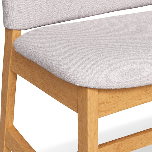 Nosh Ratine Ivory Fabric & Oak Wood Dining Bench | Article