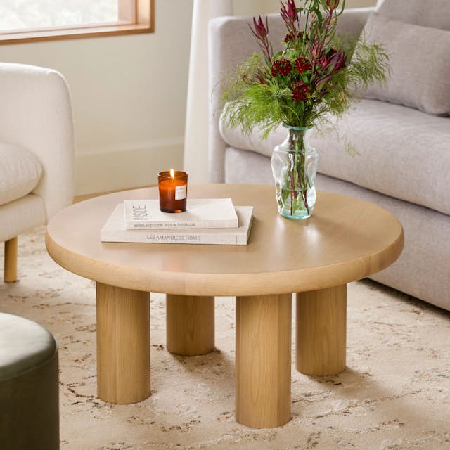Adel White Oak 35" Round Coffee Table, FKA Muhly | Article