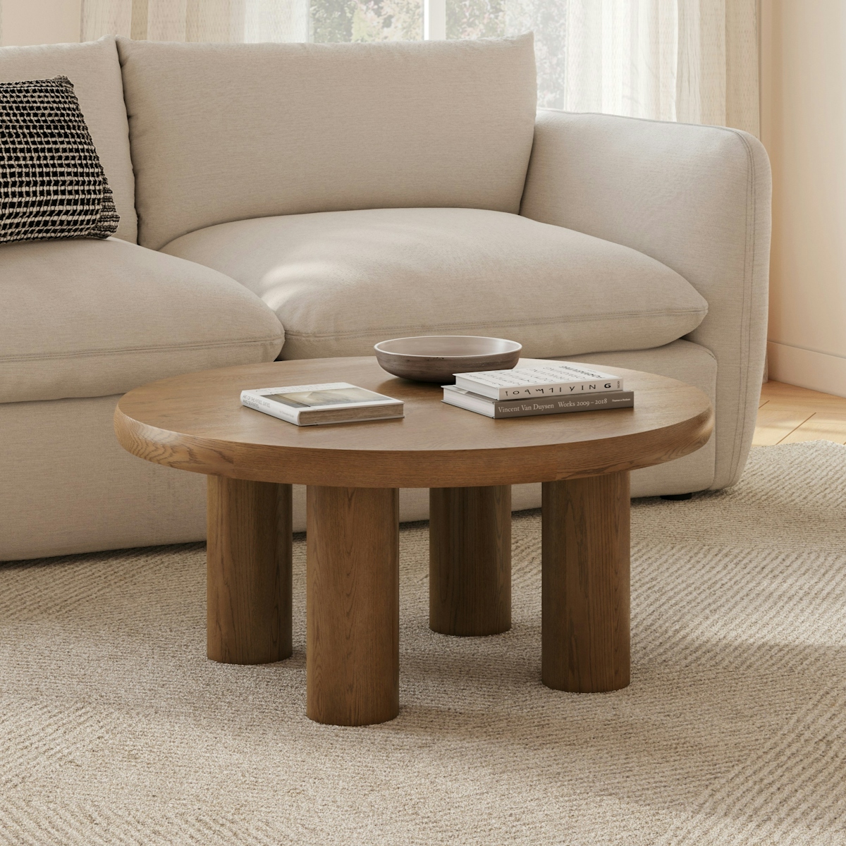 Adel Smoked Oak 35" Round Coffee Table, FKA Muhly | Article