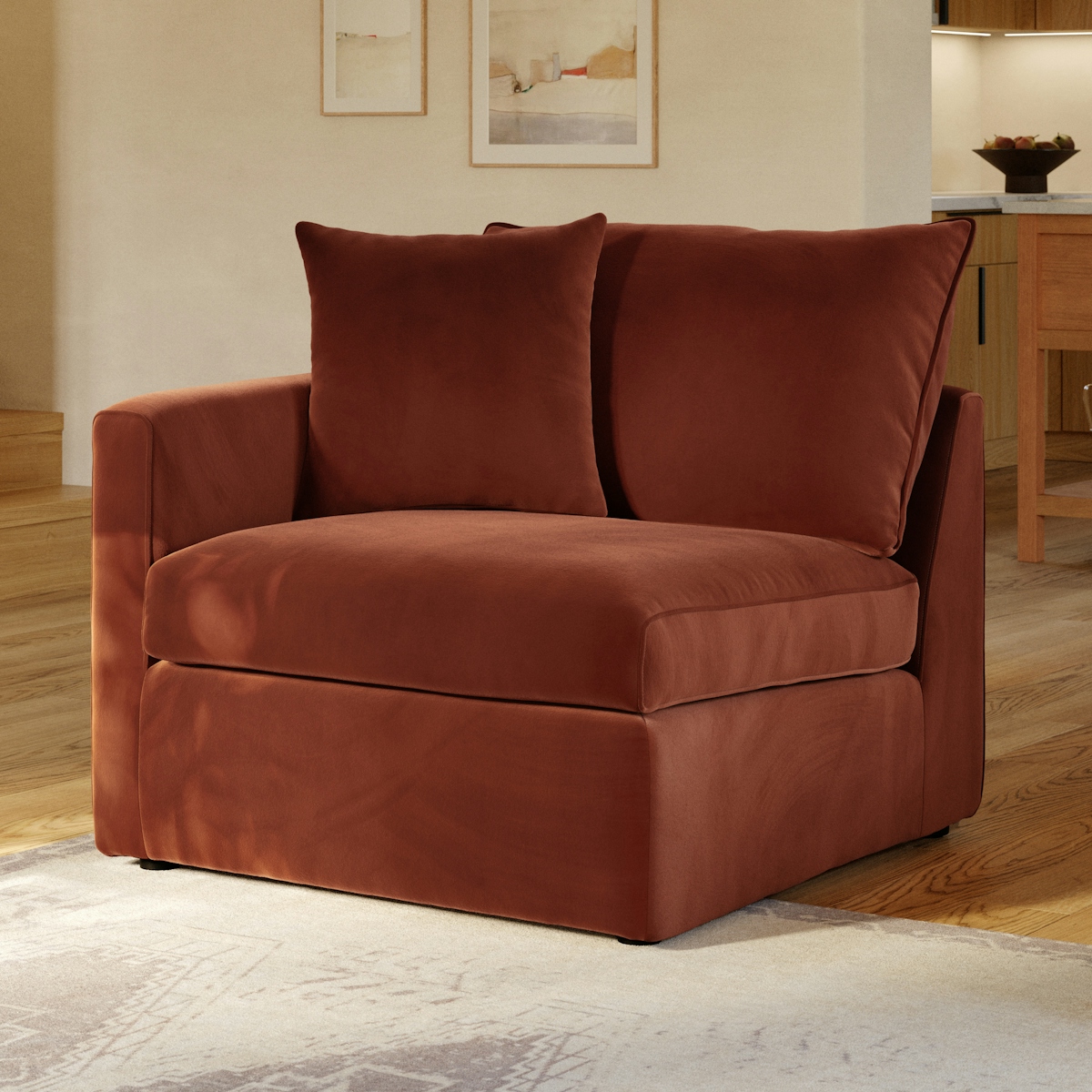 Lenae Hale Rust Velvet Left Arm Chair Module | Article