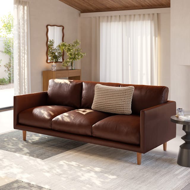 Nirvana Indiana Brown 3 Seater Leather Industrial Sofa | Article