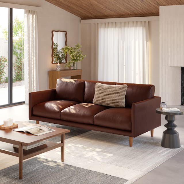 Nirvana Indiana Brown 3 Seater Leather Industrial Sofa | Article